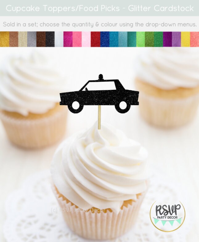 Police Car Cupcake Toppers, Police Party Decorations, Police Retirement ...