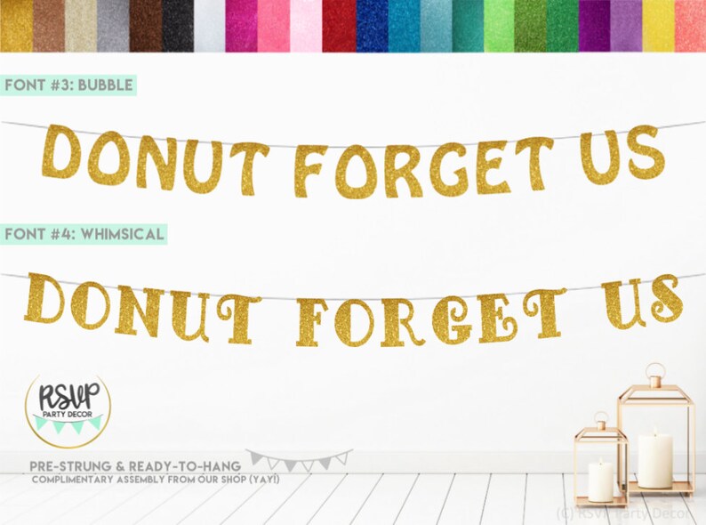 Donut Forget Us Banner, Glitter Donut Forget Us Sign, Donut Bar Banner ...