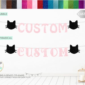 Custom Cat Banner, Kitty Themed Party Decorations, Cat Themed Banner ...