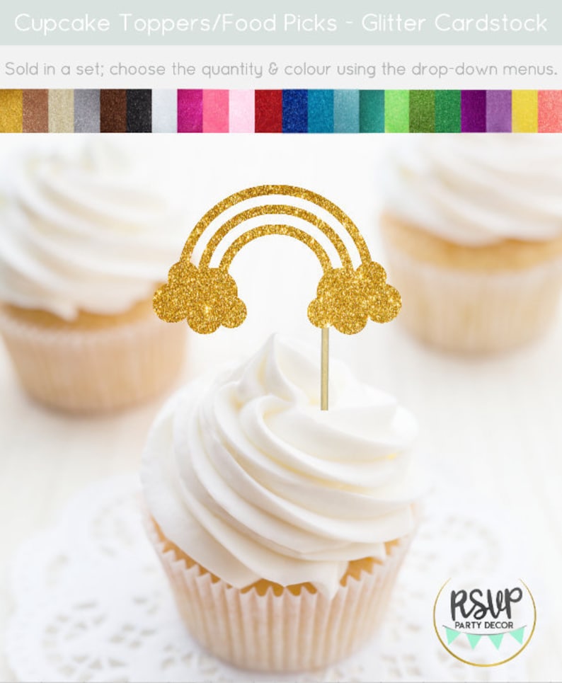 Rainbow Cupcake Toppers, Baby Sprinkle Cupcake Toppers, Rainbow Themed ...