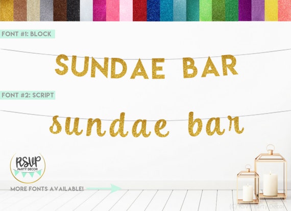 Sundae Bar Banner, Sundae Station Sign, Ice Cream Bar Banner, Ice Cream ...