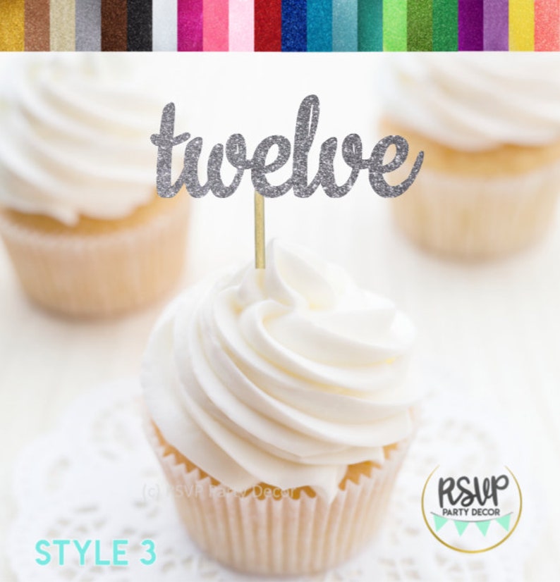 Number 12 Cupcake Toppers Twelve Food Picks 12th Birthday | Etsy