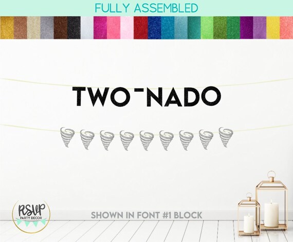 Two-nado Banner, Tornado Garland, Tornado 2nd Birthday Party Decor ...