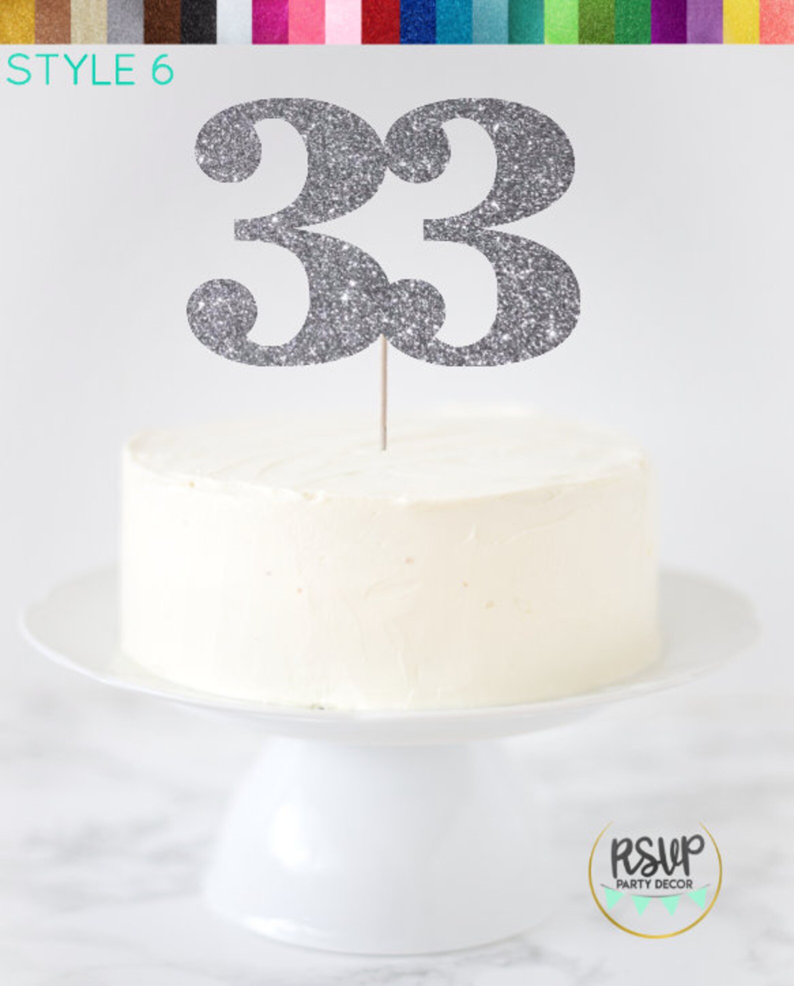 Thirty Three Cake Topper, 33 Cake Topper, Thirtythree Cake Topper ...