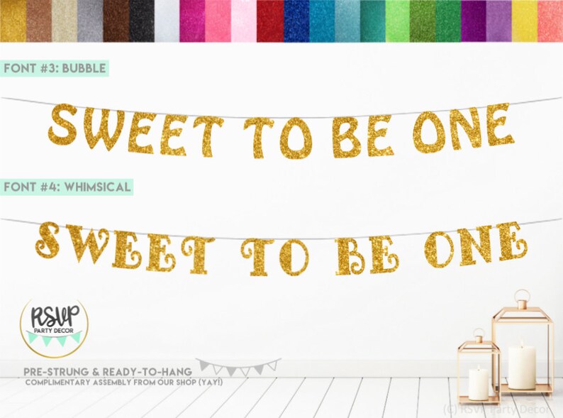 Sweet to Be One Banner, Glitter 1st Birthday Banner, Cake Smash Banner ...
