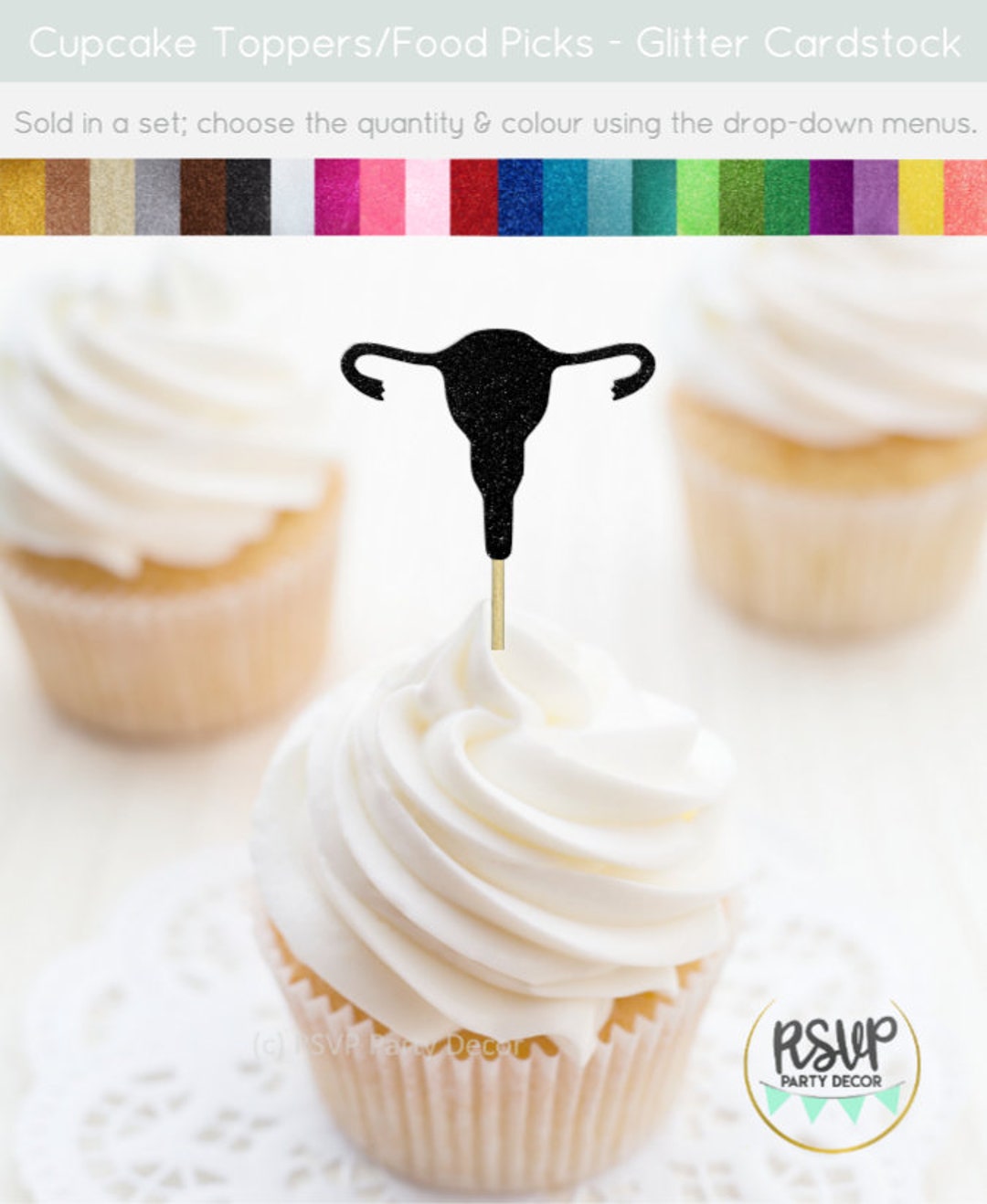Uterus Cupcake Toppers, Vagina Food Picks, Bachelorette Party ...