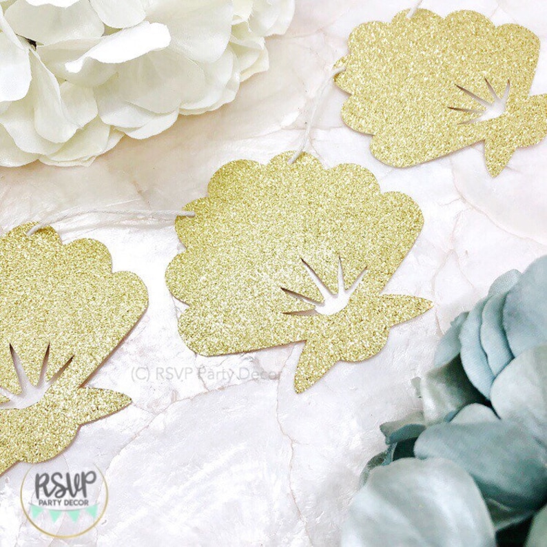 Shell Garland Glitter Shell Banner Mermaid Themed Party - Etsy