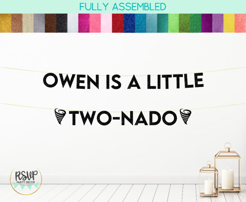 Personalized Two-nado Banner, Tornado 2nd Birthday Decorations, Two ...