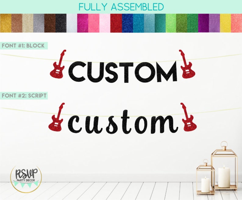 Custom Electric Guitar Banner, Guitar Party Decor, Rockstar Birthday ...