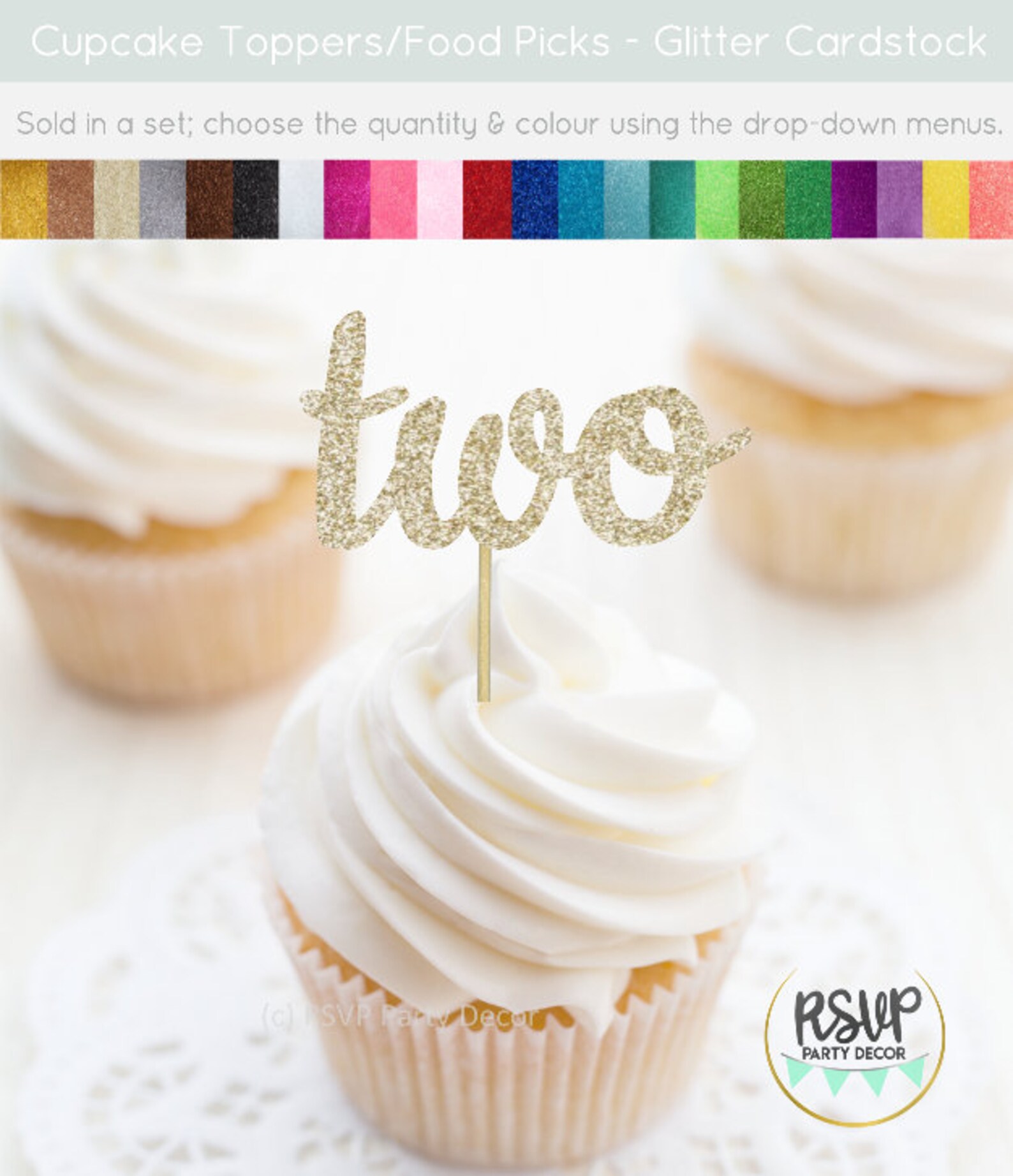 Two Cupcake Toppers, Two Food Picks, 2 Cupcake Toppers, 2nd Birthday ...