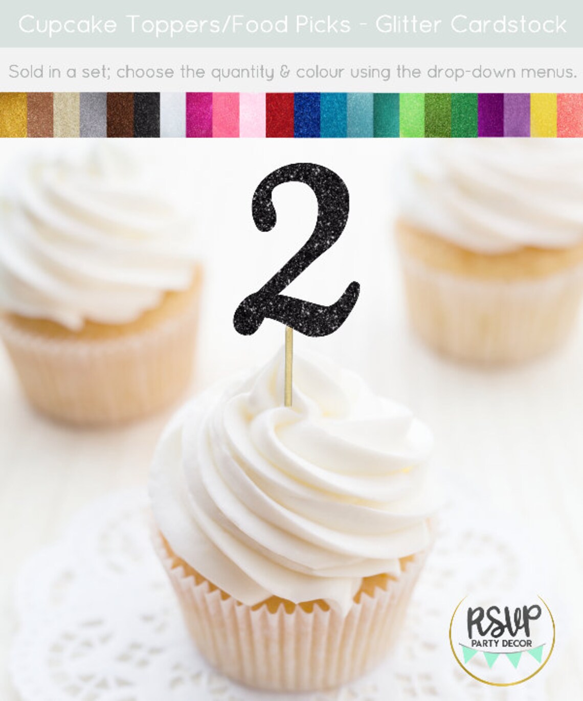 2 Cupcake Toppers, Two Food Picks, Two Cupcake Toppers, 2nd Birthday ...