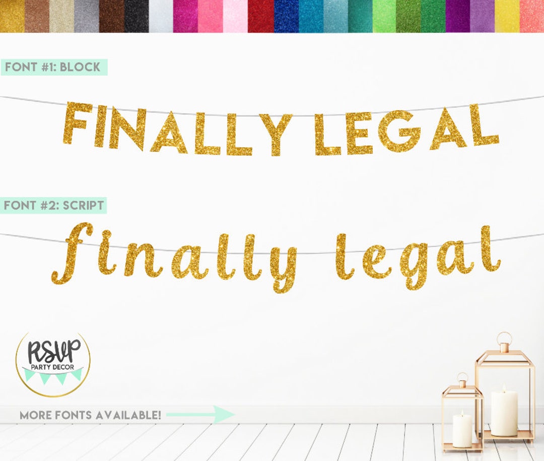 Finally Legal Banner, 21st Birthday Banner, 19th Birthday Banner, 18th ...