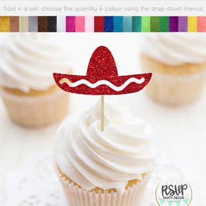 Sombrero Cupcake Toppers, Sombrero Food Picks, Fiesta Cupcake Toppers ...