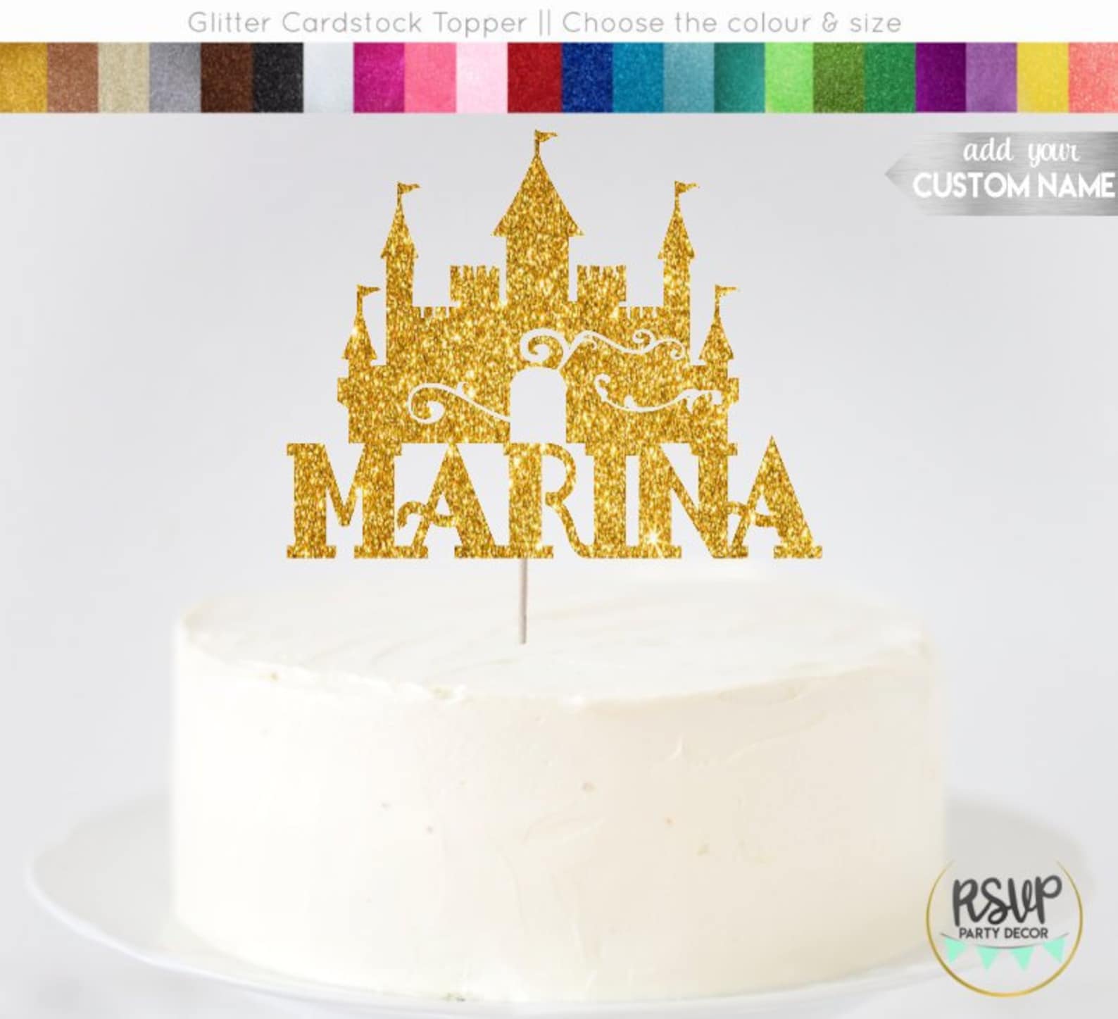Castle Cake Topper, Custom Princess Topper, Princess Castle Cake Topper ...