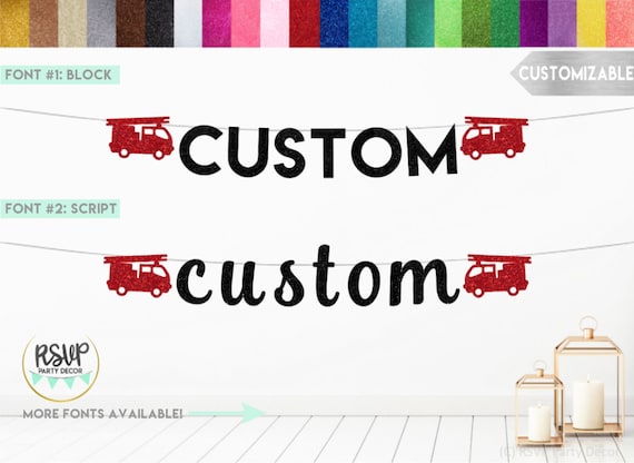 Custom Firetruck Banner Firefighter Party Decor Personalized | Etsy