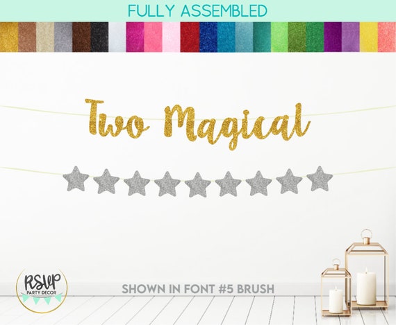 Two Magical Banner, Star Garland, Magic 2nd Birthday Party Decor ...