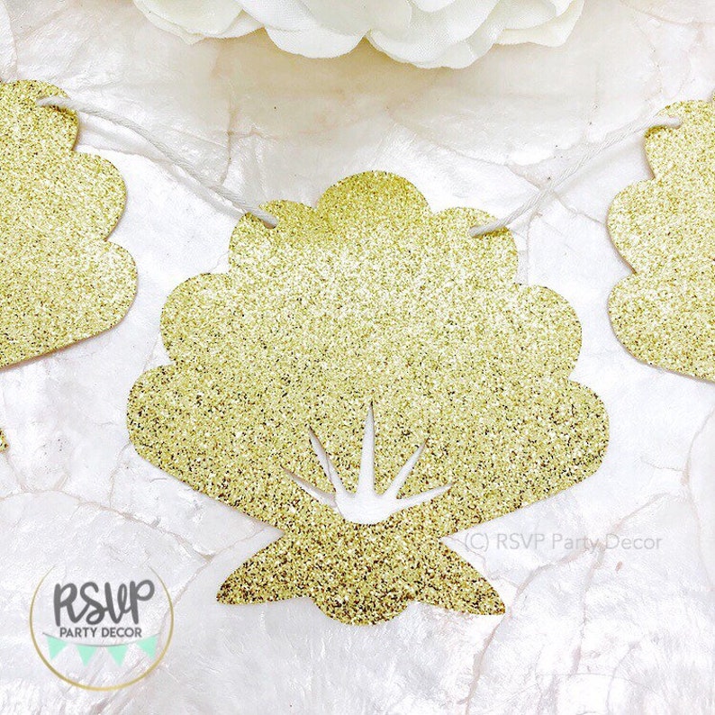 Shell Garland Glitter Shell Banner Mermaid Themed Party - Etsy
