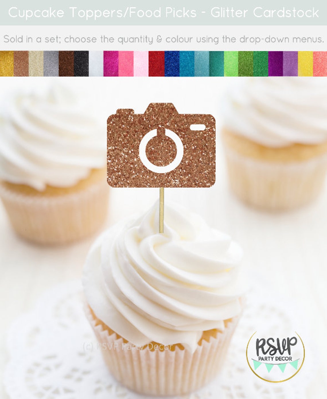 Camera Cupcake Toppers Photography Party Decorations Camera - Etsy