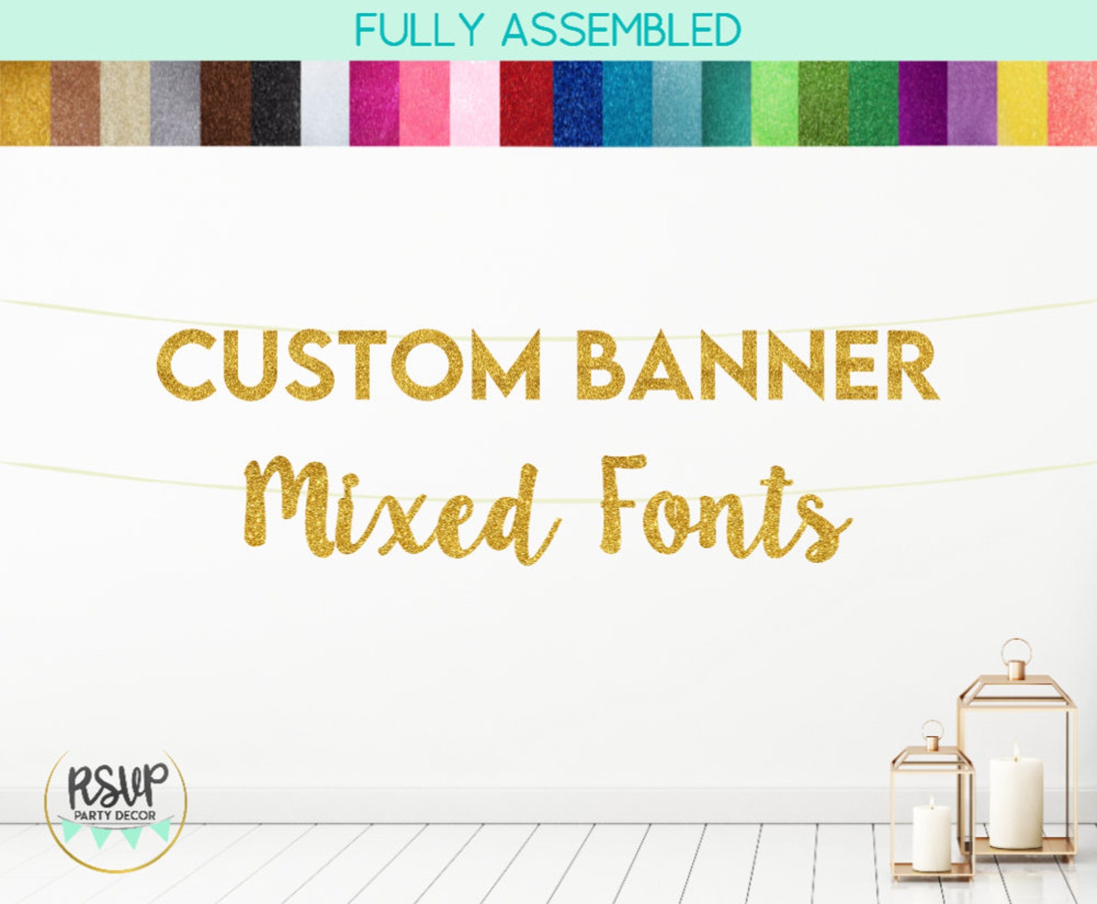 Custom Two Line Banner Script and Block, Personalized Party Banner ...