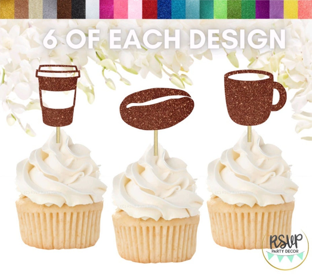 18 PCS Coffee Cupcake Topper Set, Coffee Party Decorations, Coffee ...
