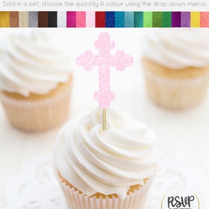 Cross Cupcake Toppers, Baptism Cupcake Toppers, Christening Cupcake ...