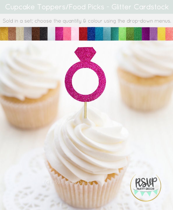 Ring Cupcake Toppers, Wedding Cupcake Toppers, Engagement Cupcake ...