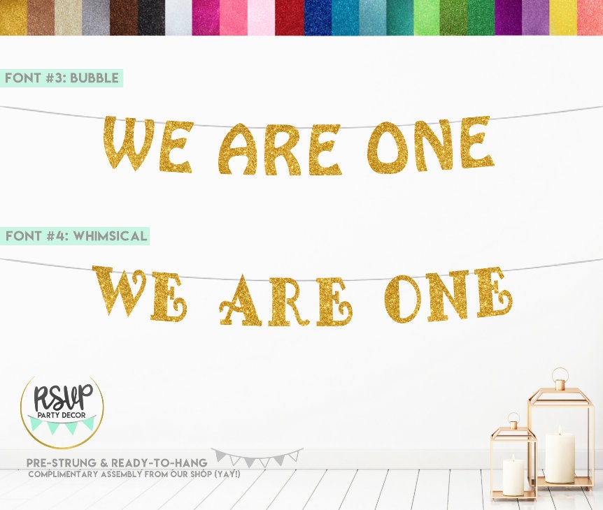 We Are One Banner, Glitter We Are One Sign, Twins' First Birthday, Twin ...