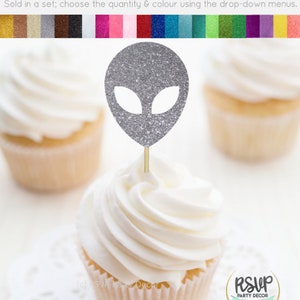 Alien Cupcake Toppers, Alien Food Picks, Alien Theme Birthday Decor ...