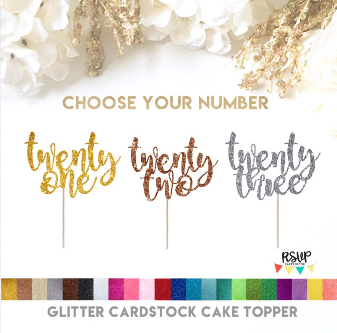 Twenty One Cake Topper, Twenty Two Cake Topper, Twenty Three Cake ...