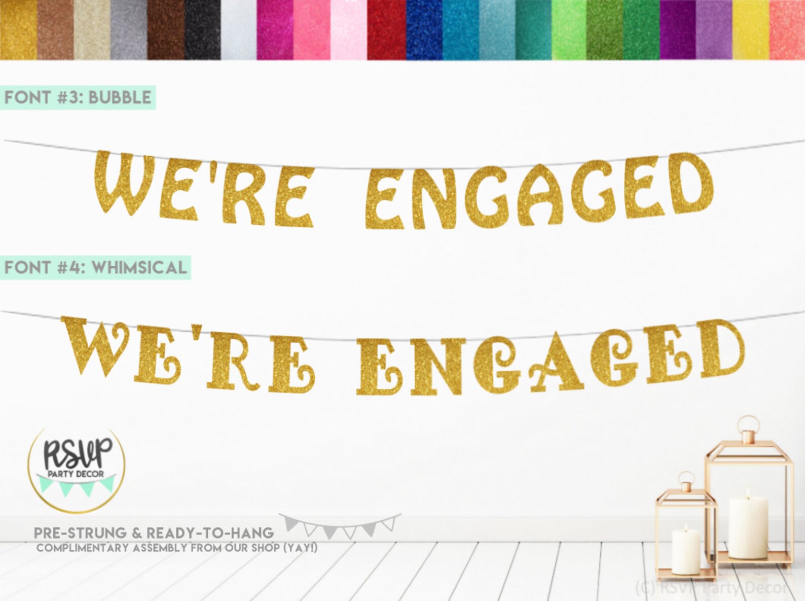 We're Engaged Banner Glitter We're Engaged Bunting | Etsy