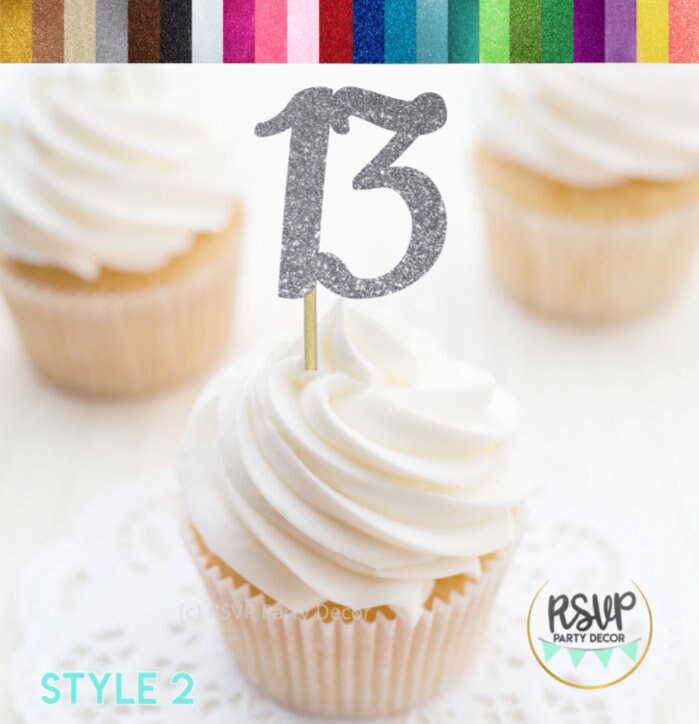 Number 13 Cupcake Toppers, Thirteen Food Picks, 13th Birthday ...