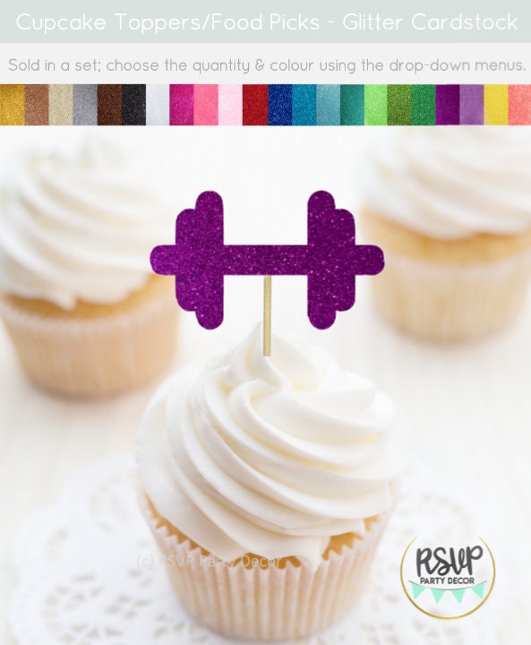 Dumbbell Cupcake Toppers, Fitness Cupcake Toppers, Weightlifter ...