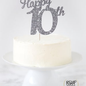 Ten Cake Topper, 10 Cake Topper, Double Digits Cake Topper, Happy 10th ...