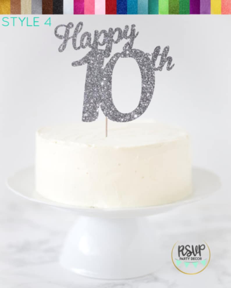 Ten Cake Topper, 10 Cake Topper, Double Digits Cake Topper, Happy 10th ...