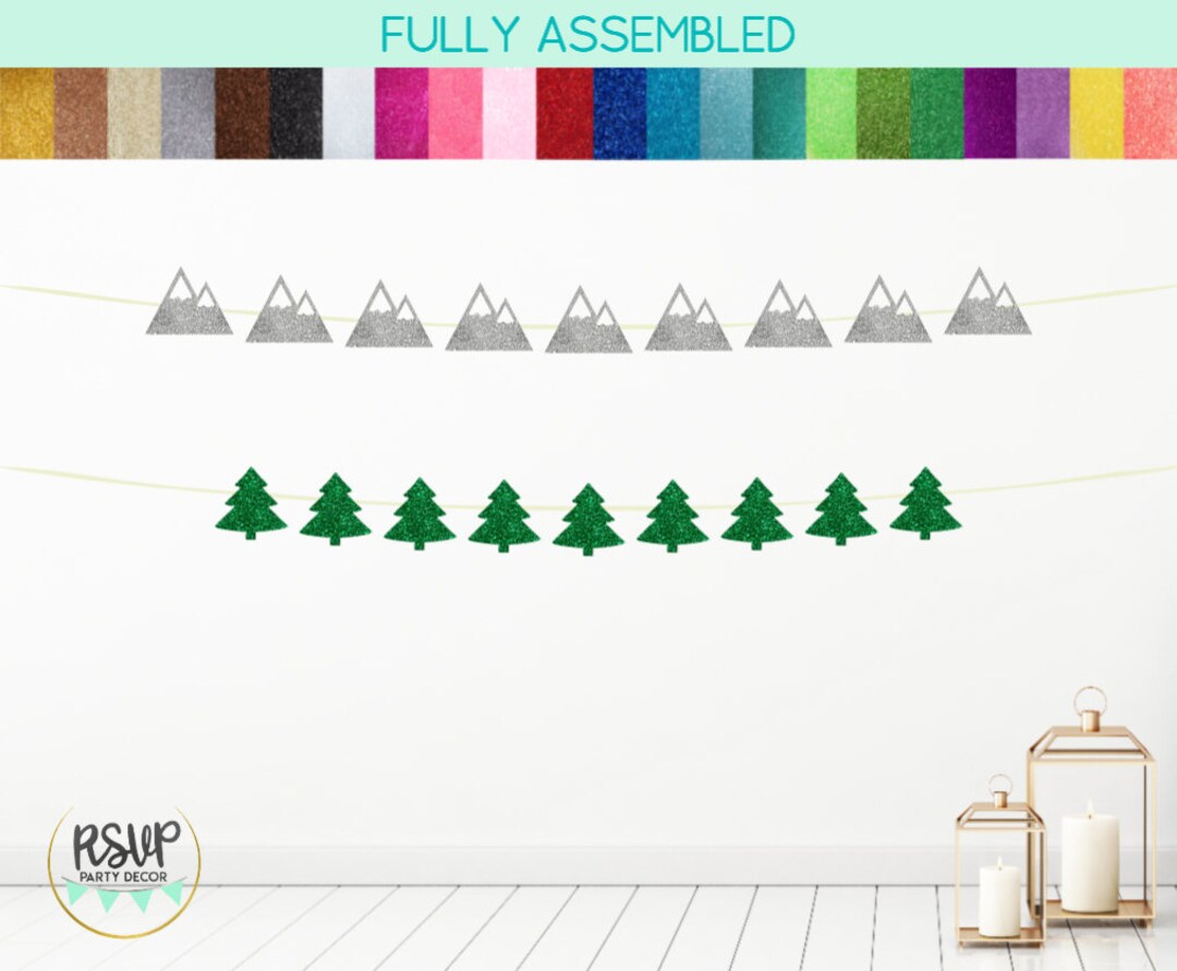 Mountain and Tree Garland, Camping Banners, Camping Party Decor, Cabin ...