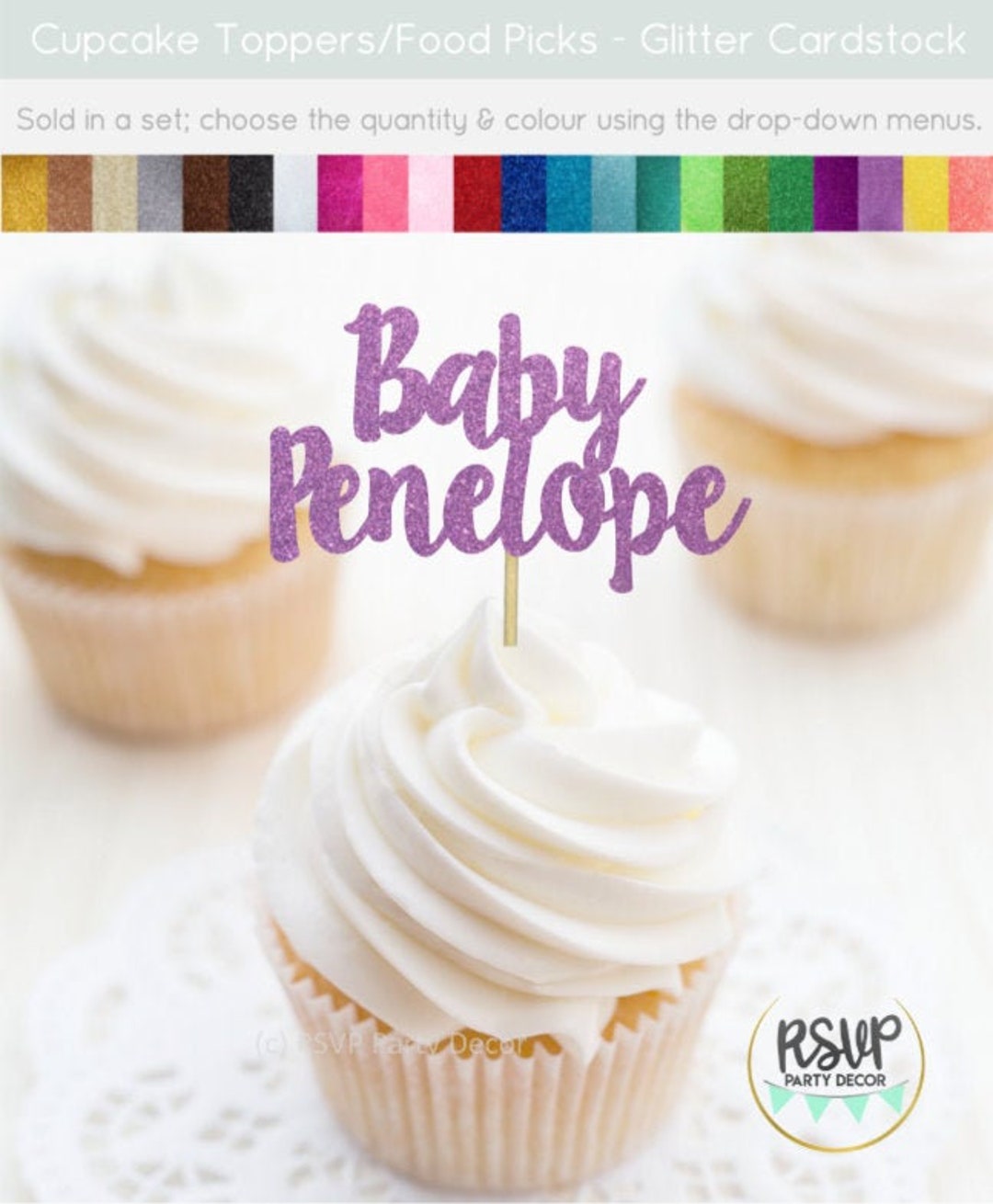 Custom Baby Cupcake Toppers, Personalized Baby Shower Food Picks, Baby ...