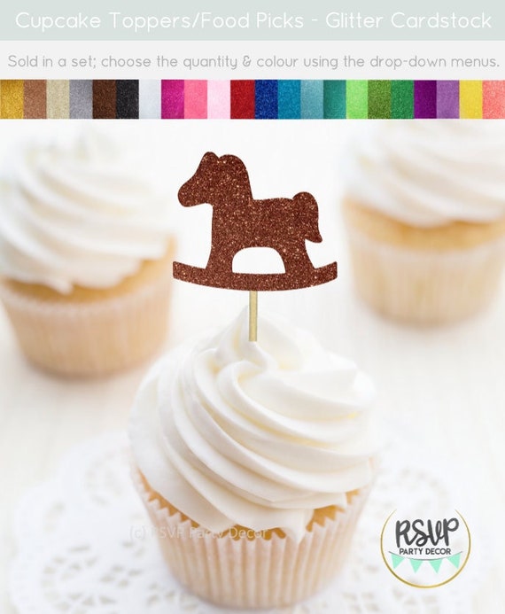 Rocking Horse Cupcake Toppers Baby Shower Cupcake Toppers - Etsy