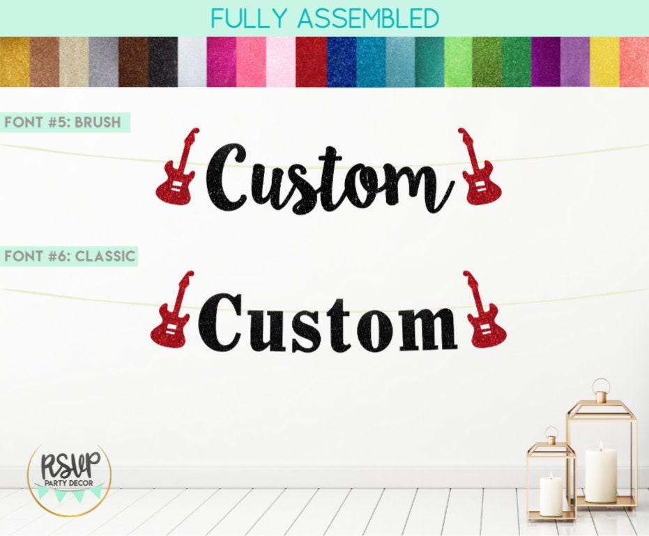 Custom Electric Guitar Banner, Guitar Party Decor, Rockstar Birthday ...