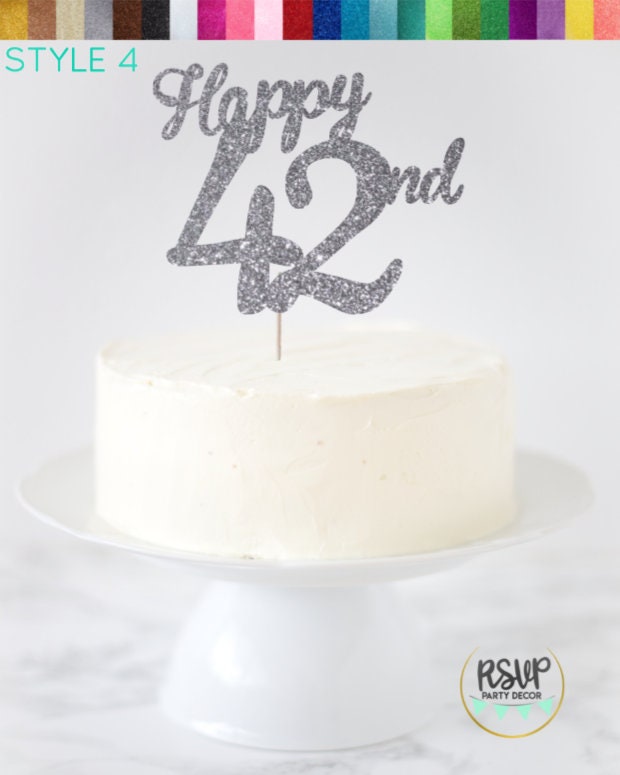 Forty Two Cake Topper 42 Cake Topper Fortytwo Cake Topper | Etsy