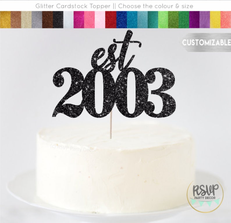 ANY YEAR est Cake Topper Year Established Cake Topper Est | Etsy