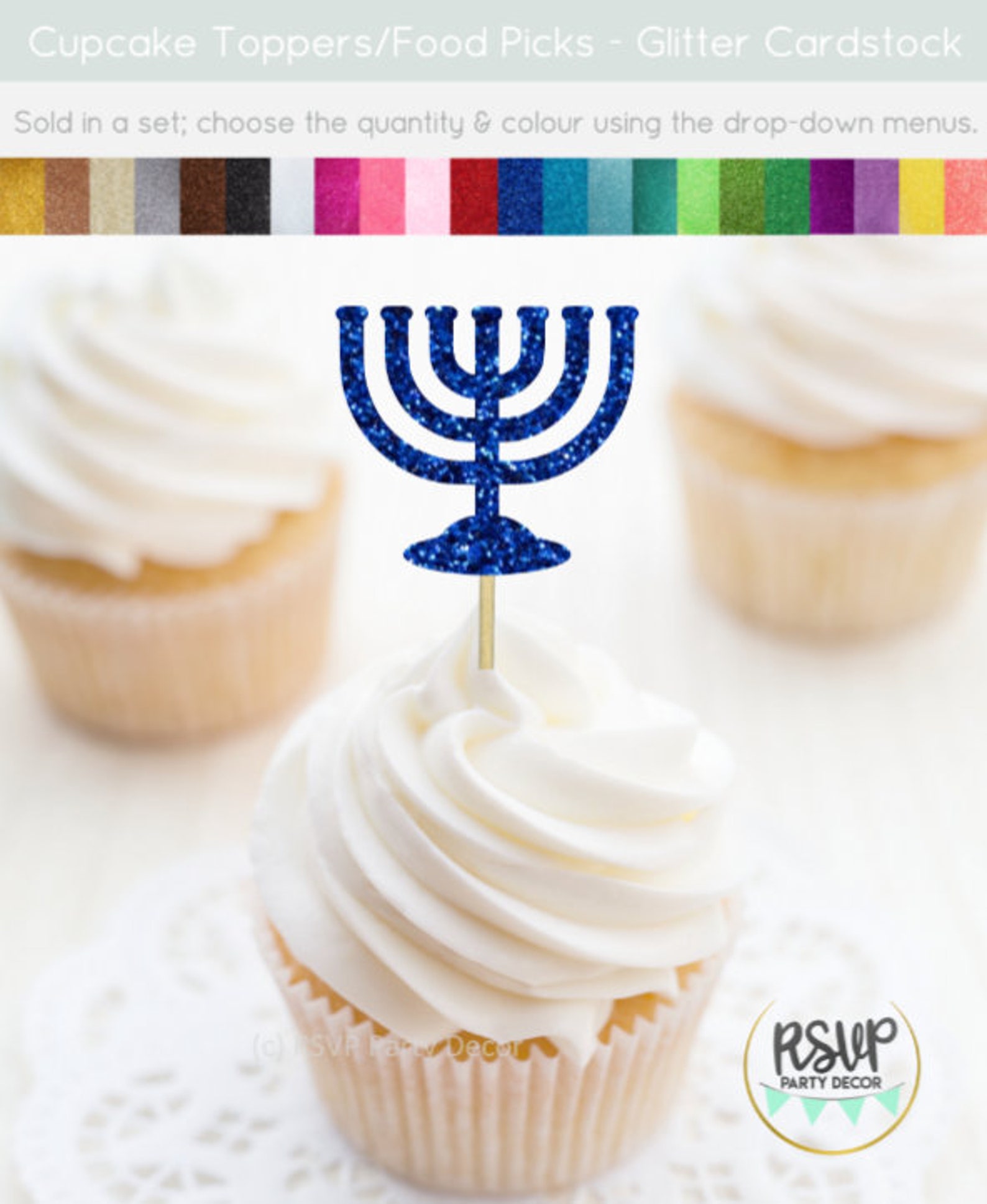 Menorah Cupcake Toppers Hanukkah Cupcake Toppers Hanukkah - Etsy