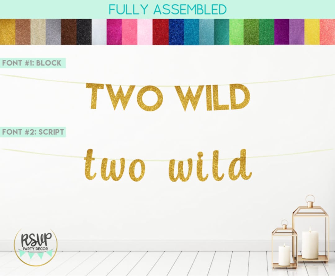 Two Wild Banner, 2nd Birthday Party Decor, Jungle 2nd Party Decor, Two ...