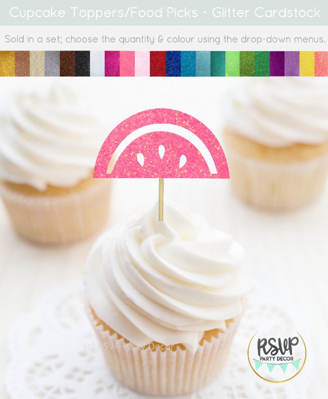 Watermelon Cupcake Toppers, Melon Food Picks, Orange Slice Cupcake ...