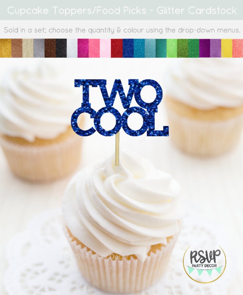Two Cool Cupcake Toppers Two Cool Party Decorations 2nd | Etsy