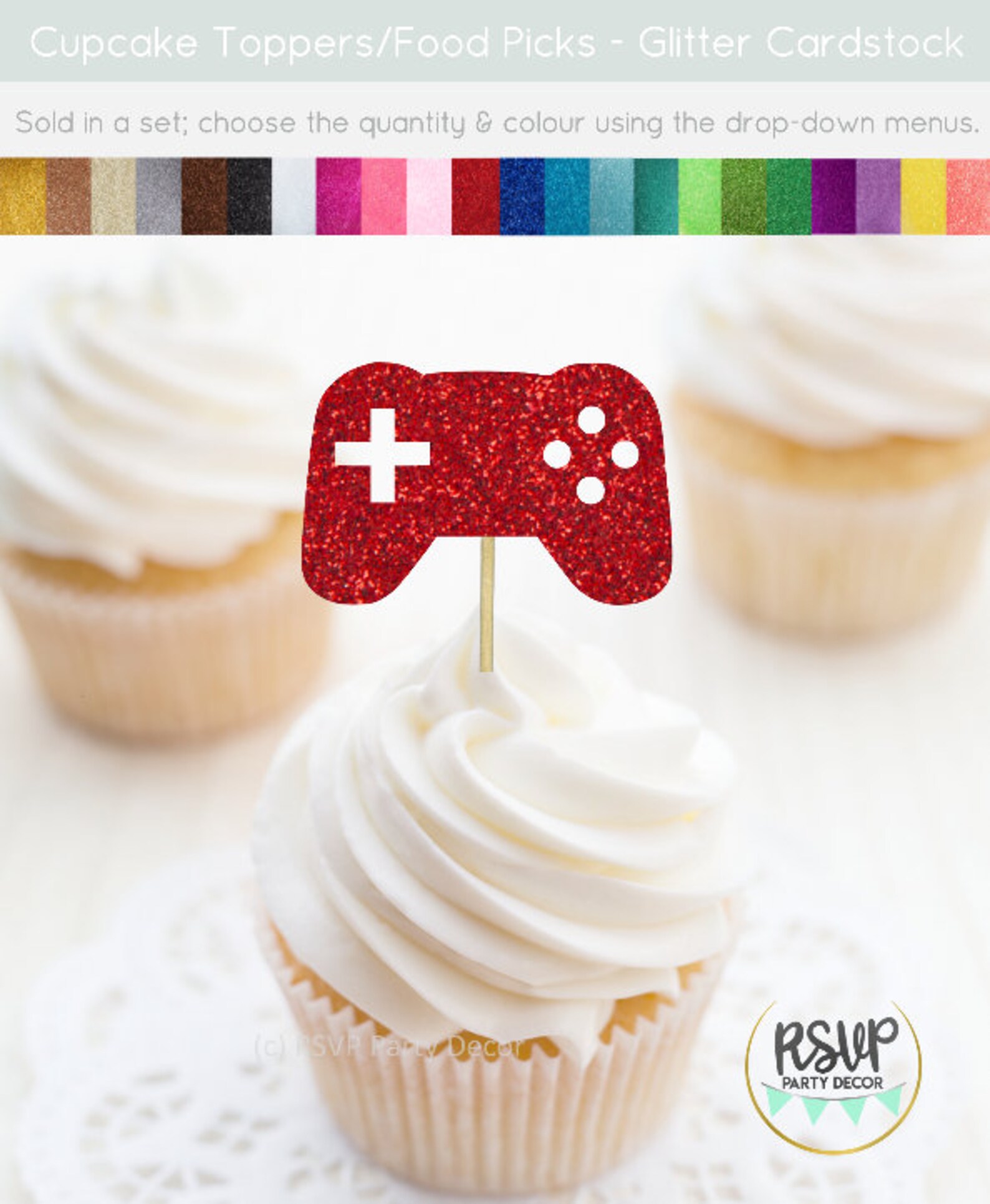 Video Game Controller Cupcake Toppers Video Game Party | Etsy