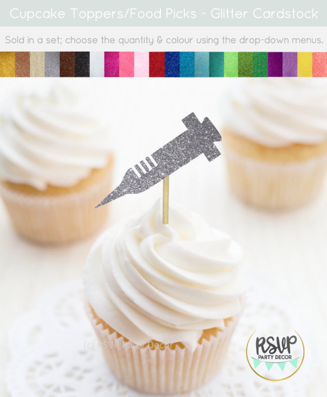 Syringe Cupcake Toppers, Nurse Party Decorations, Nurse Graduation ...