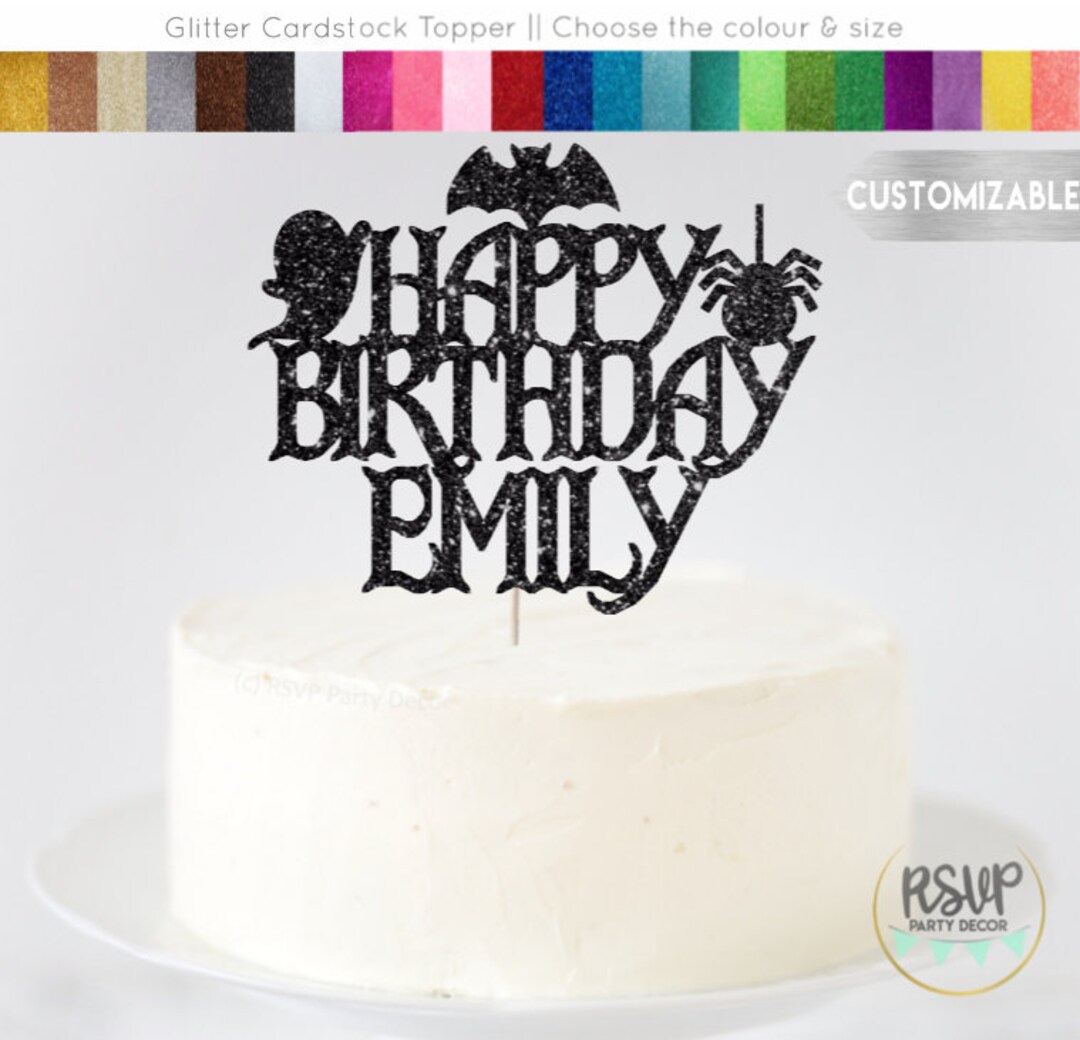 Halloween Themed Birthday Cake Topper, Personalized Happy Birthday Cake ...