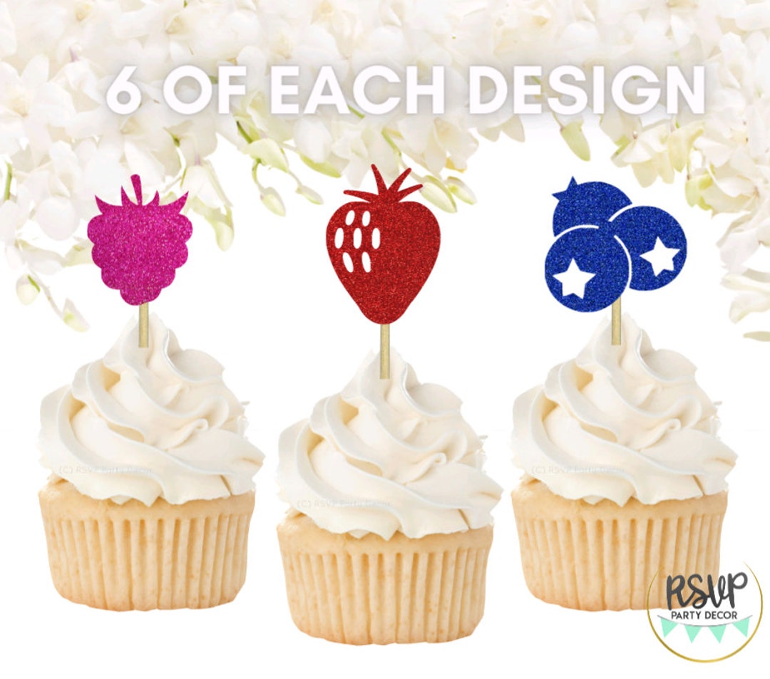 18 PCS Berry Cupcake Toppers, Berry Food Picks, Berry Party Decorations ...