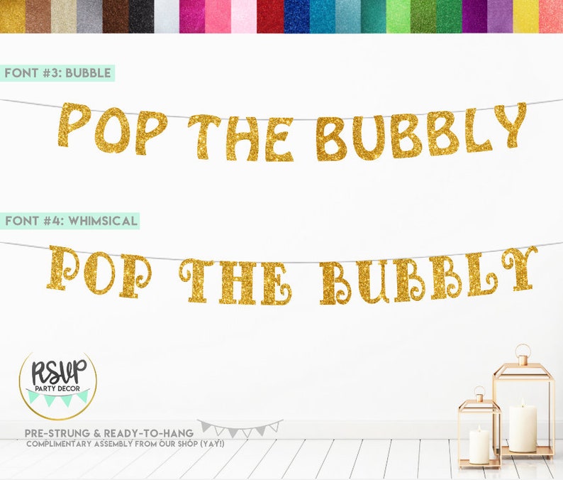 Pop the Bubbly Banner, Pop the Bubbly Sign, Mimosa Bar Banner, Mimosa ...