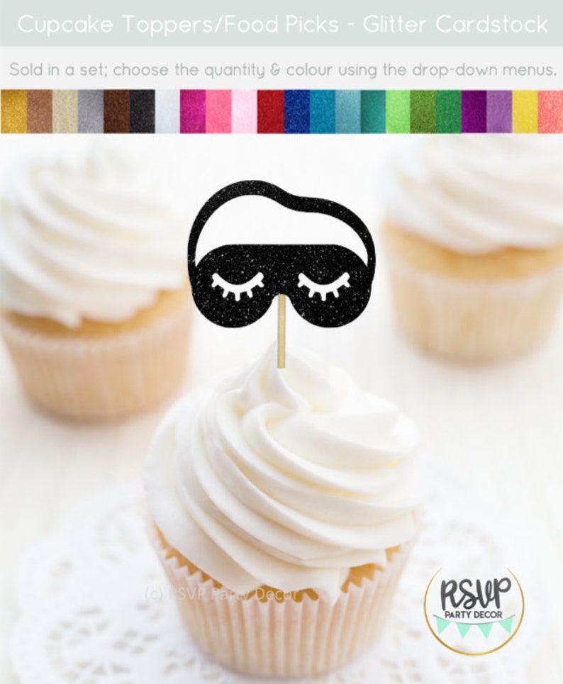 Sleep Mask Cupcake Toppers Pancakes and Pajamas Party - Etsy